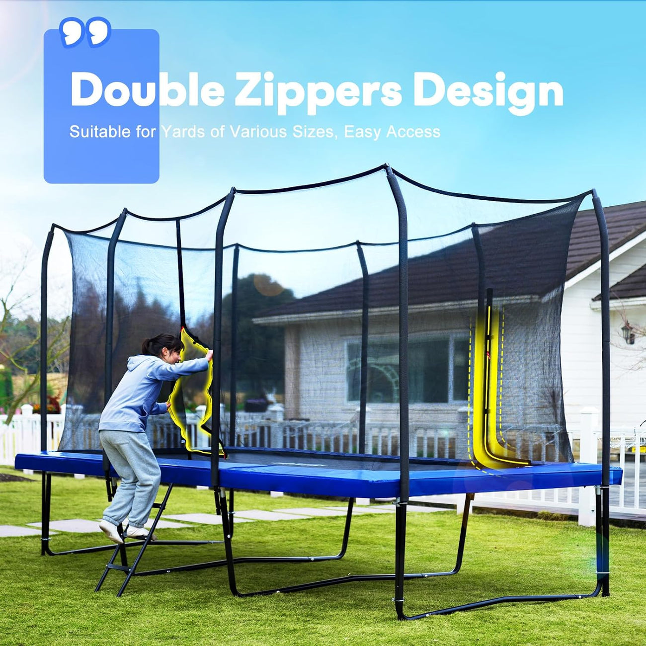 Zupapa 1500LBS Rectangular Trampoline Outdoor Square Trampoline